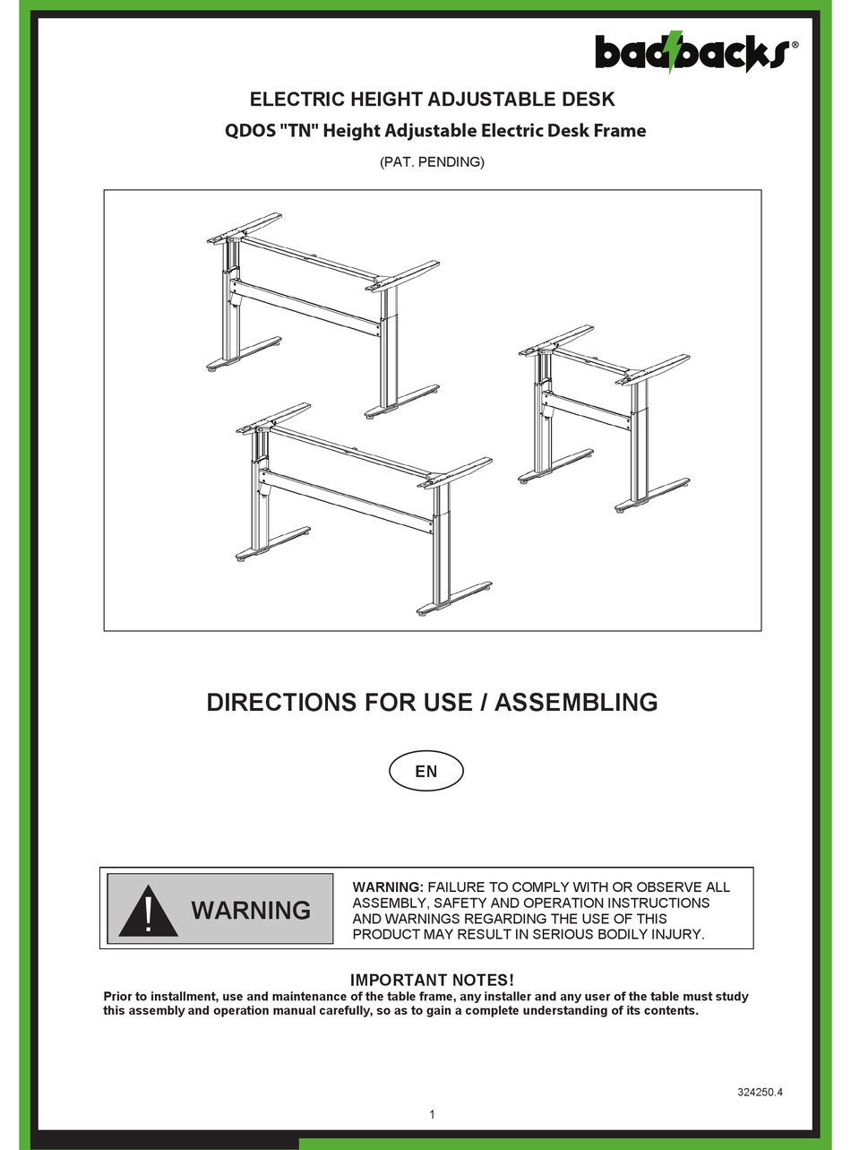 BAD BACKS QDOS TN ASSEMBLY AND USE MANUAL Pdf Download | ManualsLib