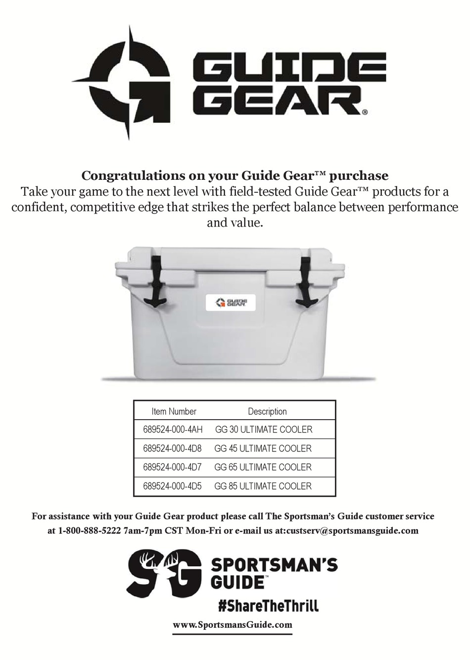 GUIDE GEAR 689524-000-4AH MANUAL Pdf Download | ManualsLib