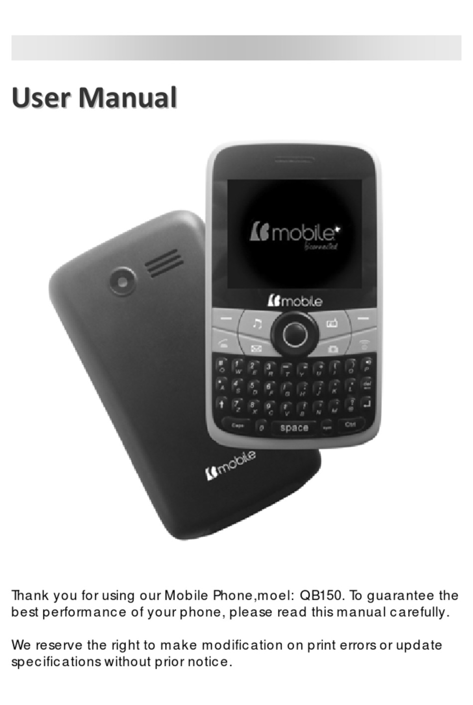 B-MOBILE QB150 USER MANUAL Pdf Download | ManualsLib