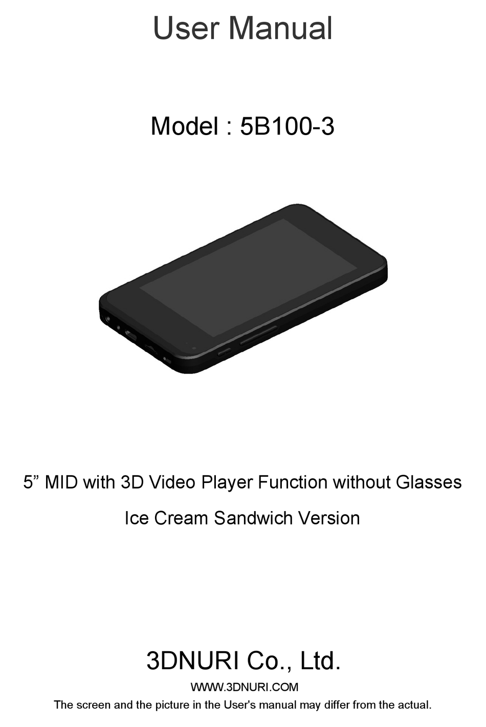 3DNURI 5B100-3 USER MANUAL Pdf Download | ManualsLib