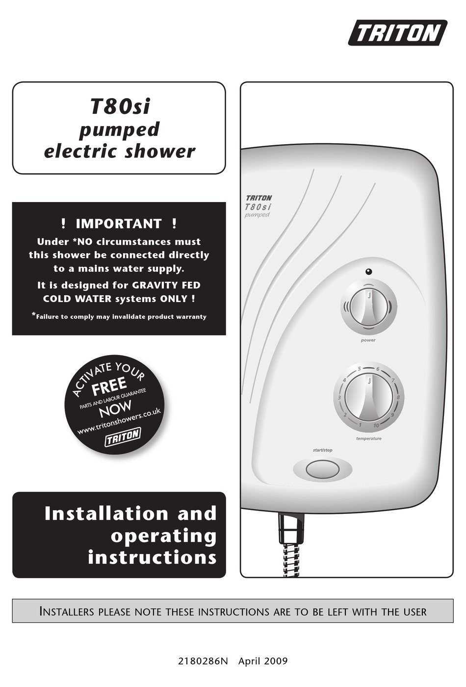 Triton T80si Installation And Operating Instructions Manual Pdf