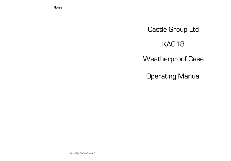 CASTLE GROUP KA018 OPERATING MANUAL Pdf Download | ManualsLib