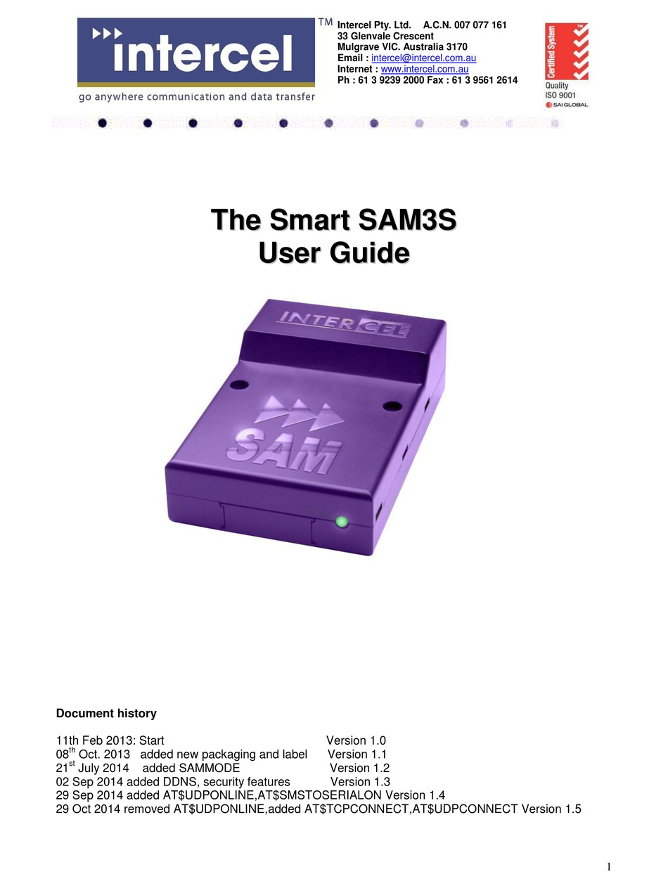 INTERCEL SMART SAM3S USER MANUAL Pdf Download | ManualsLib