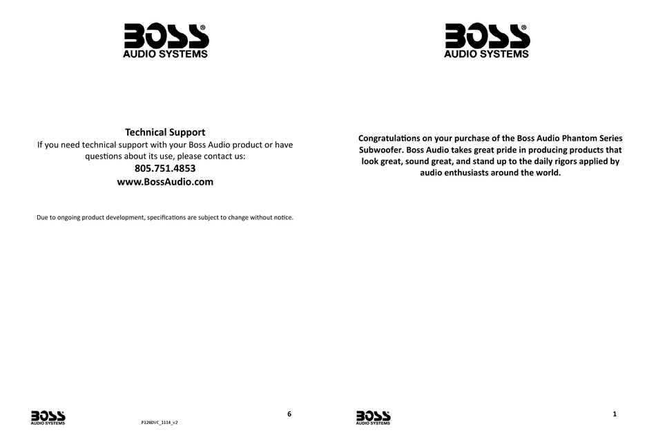 BOSS AUDIO SYSTEMS P126DVC USER MANUAL Pdf Download | ManualsLib