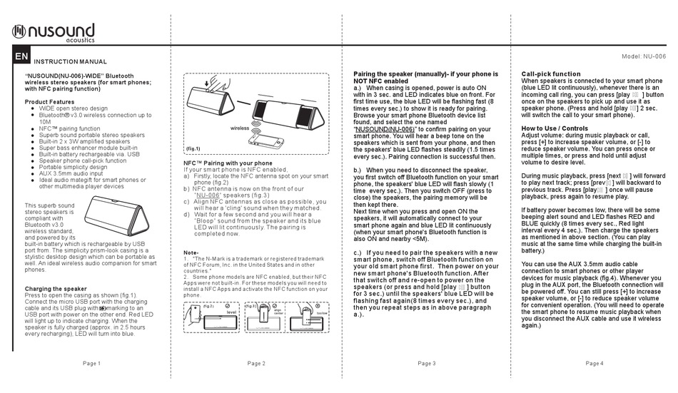 NUSOUND WIDE INSTRUCTION MANUAL Pdf Download | ManualsLib