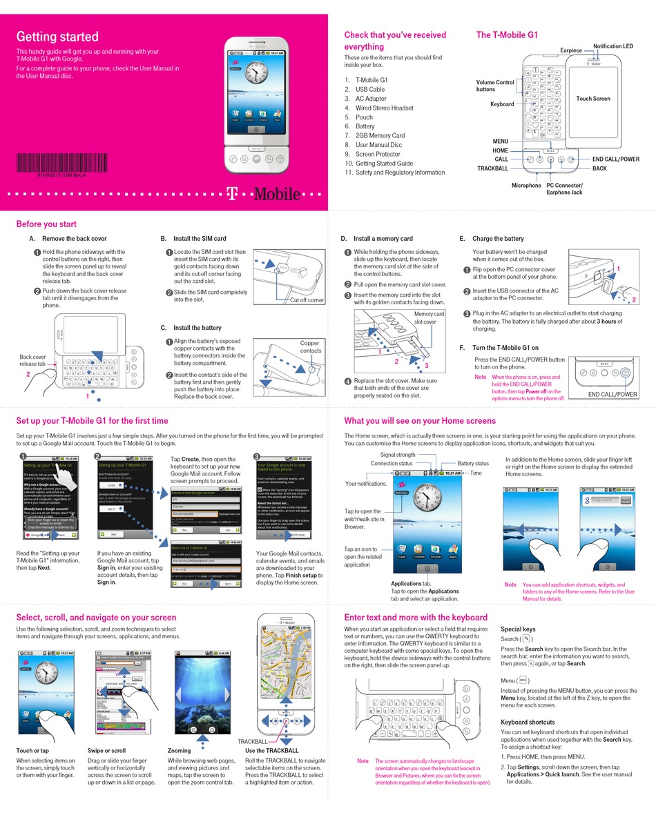 T-MOBILE G1 GETTING STARTED Pdf Download | ManualsLib