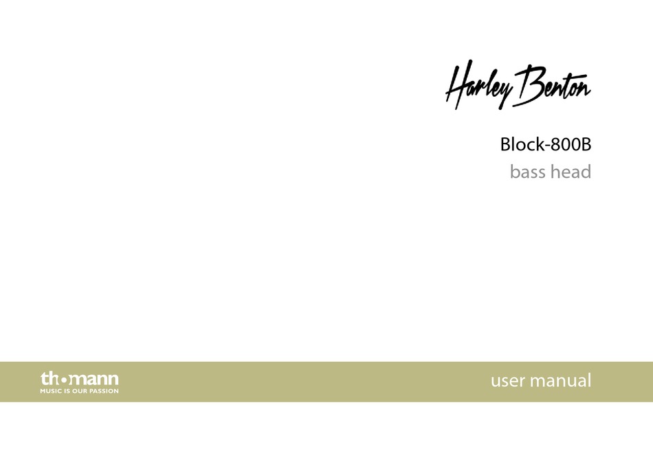 HARLEY BENTON BLOCK-800B USER MANUAL Pdf Download | ManualsLib