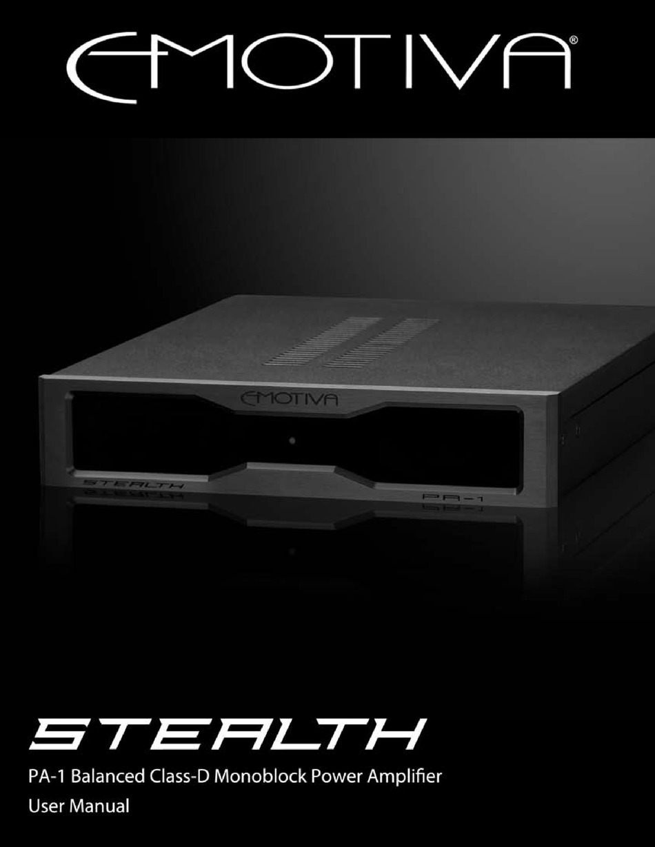 EMOTIVA STEALTH PA-1 USER MANUAL Pdf Download | ManualsLib