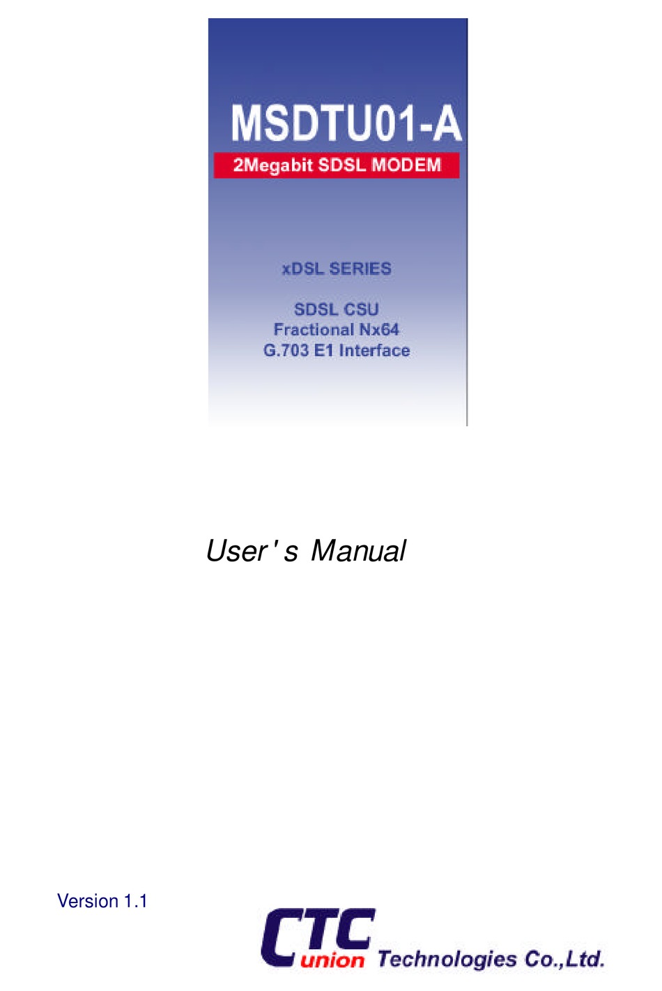 CTC UNION MSDTU01-A/E1 USER MANUAL Pdf Download | ManualsLib