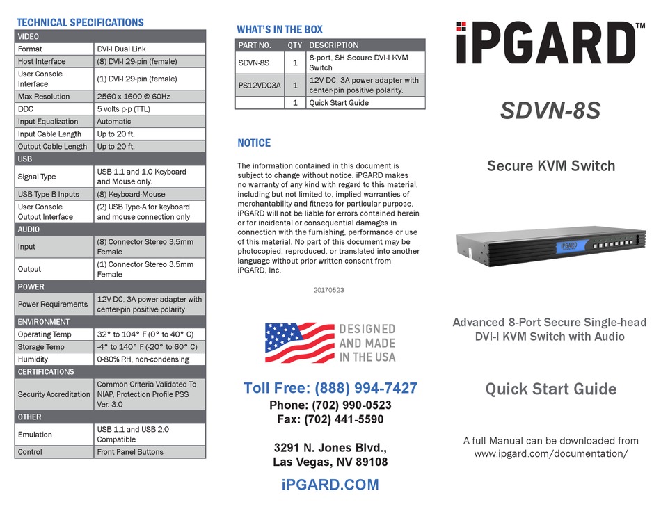 IPGARD SDVN-8S QUICK START MANUAL Pdf Download | ManualsLib