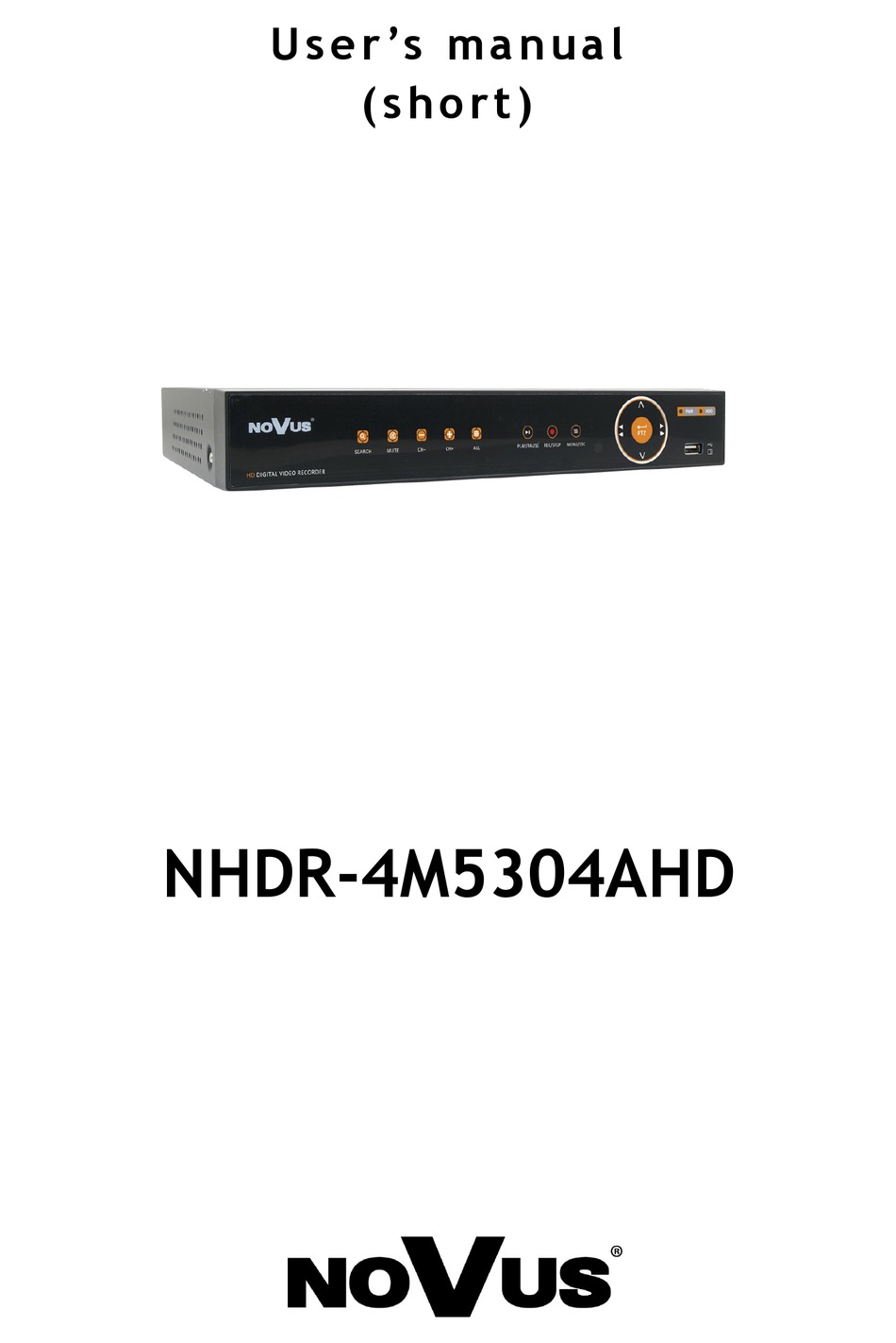 NOVUS NHDR-4M5304AHD USER MANUAL Pdf Download | ManualsLib
