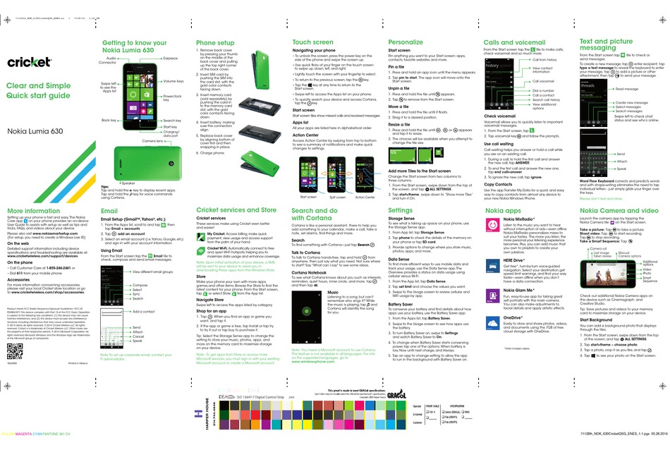 NOKIA LUMIA 630 QUICK START MANUAL Pdf Download | ManualsLib