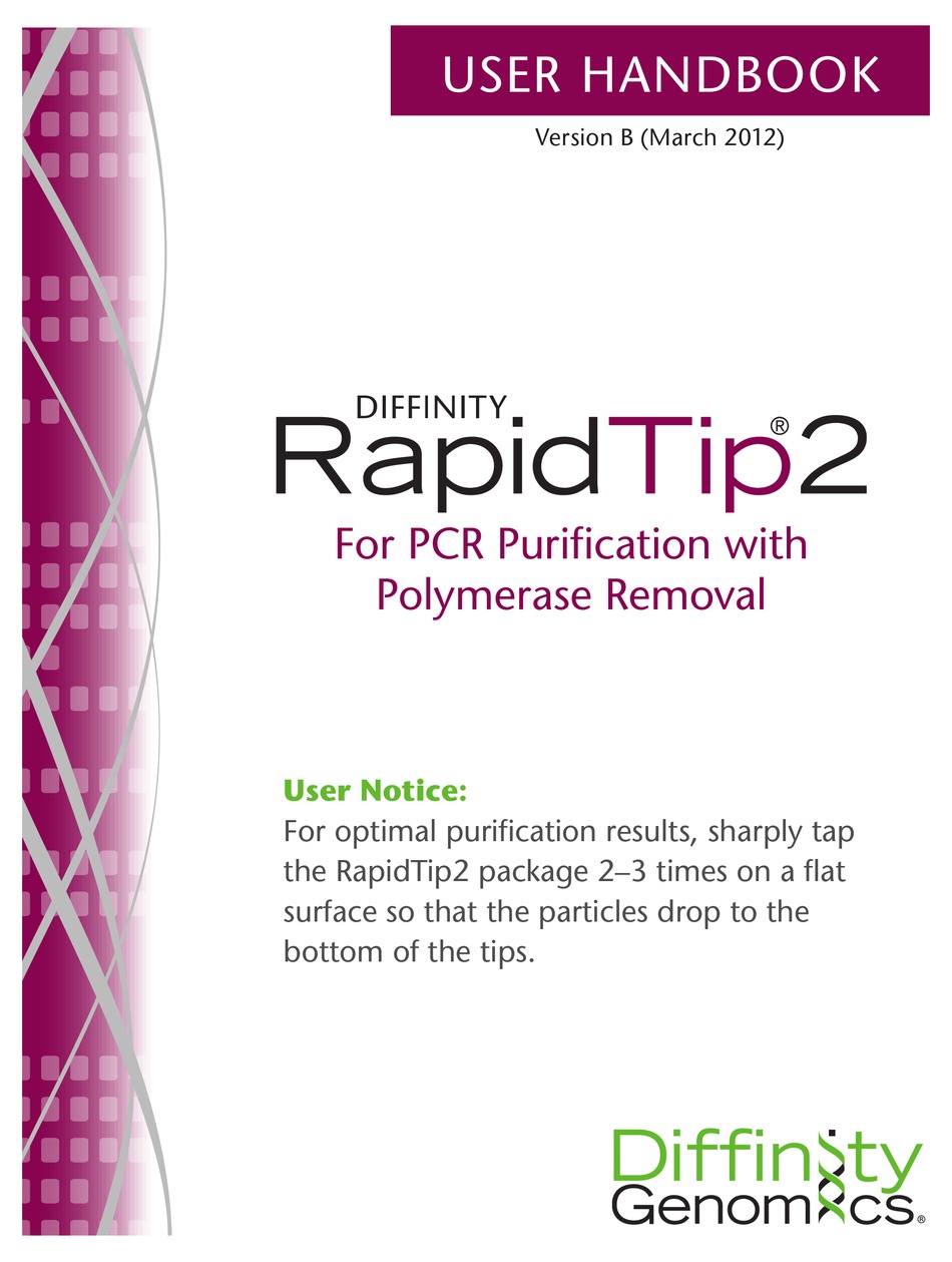 DIFFINITY GENOMICS RAPIDTIP2 USER HANDBOOK MANUAL Pdf Download | ManualsLib