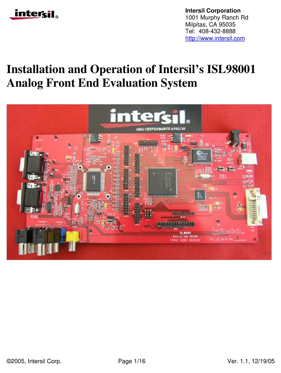 INTERSIL ISL98001 INSTALLATION AND OPERATION MANUAL Pdf Download ...