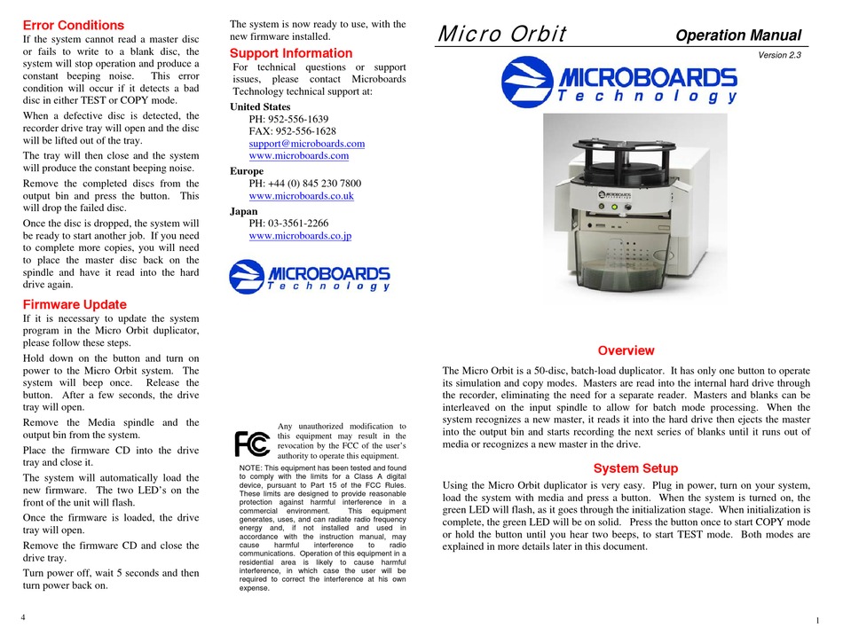 MICROBOARDS TECHNOLOGY MICRO ORBIT OPERATION MANUAL Pdf Download ...