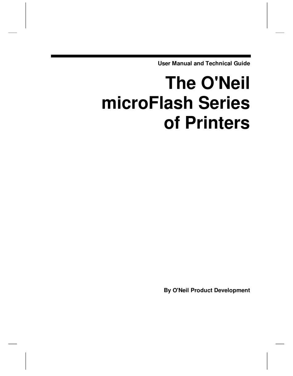 ONEIL MICROFLASH SERIES USER MANUAL Pdf Download | ManualsLib