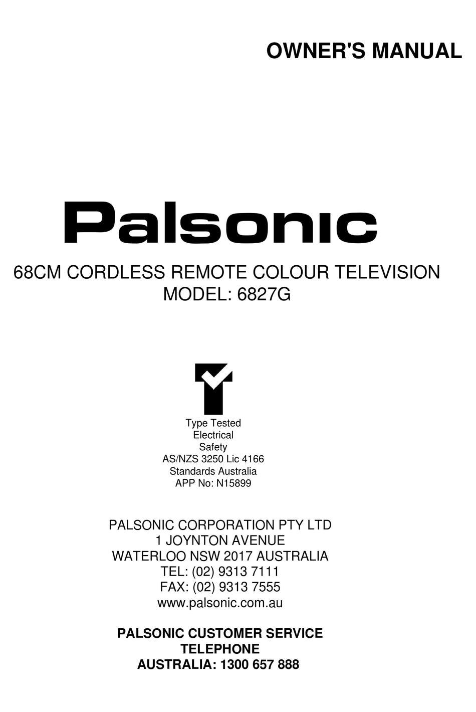 PALSONIC 6827G OWNER'S MANUAL Pdf Download | ManualsLib