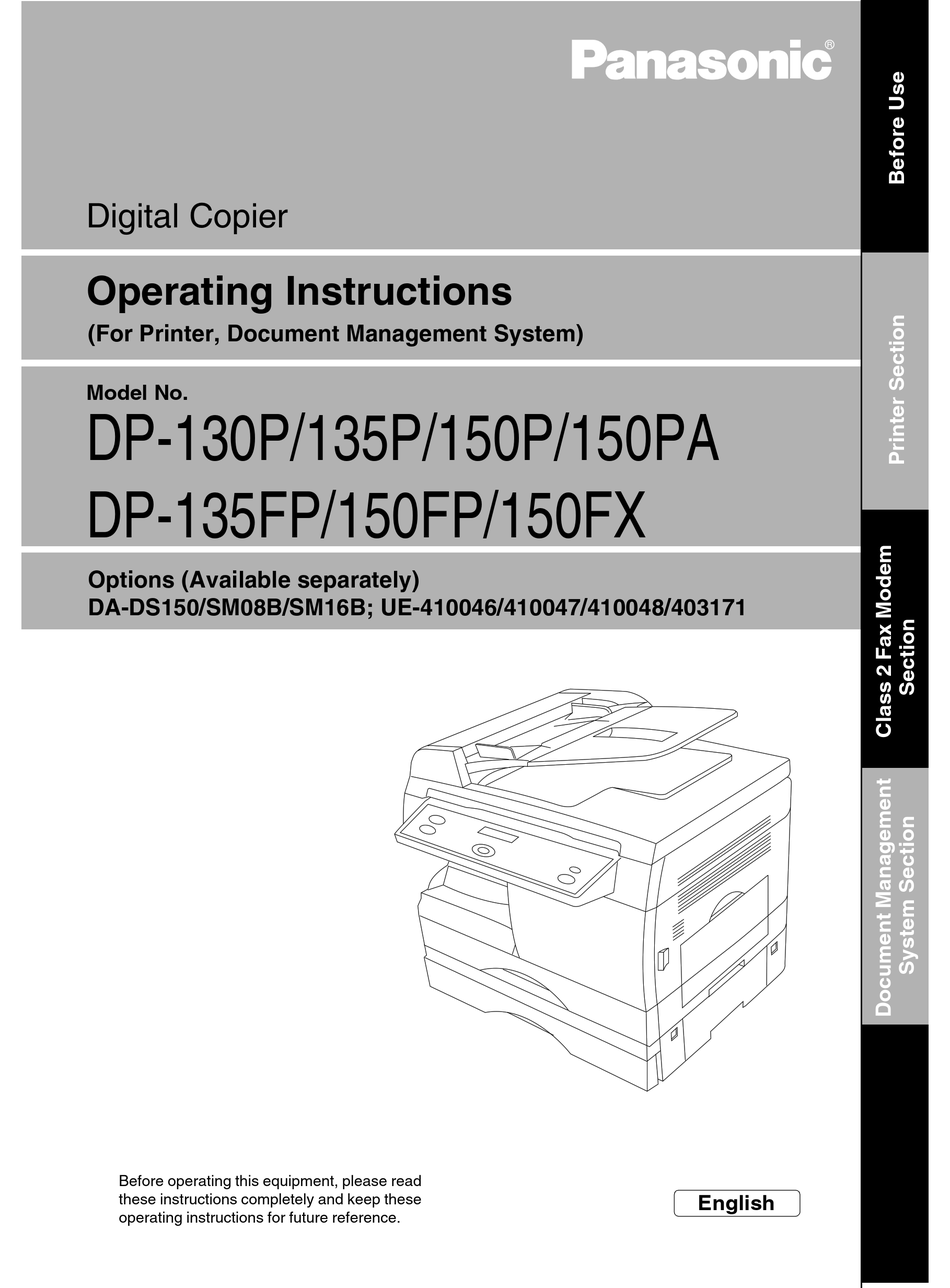 PANASONIC 135FP OPERATING INSTRUCTIONS MANUAL Pdf Download | ManualsLib