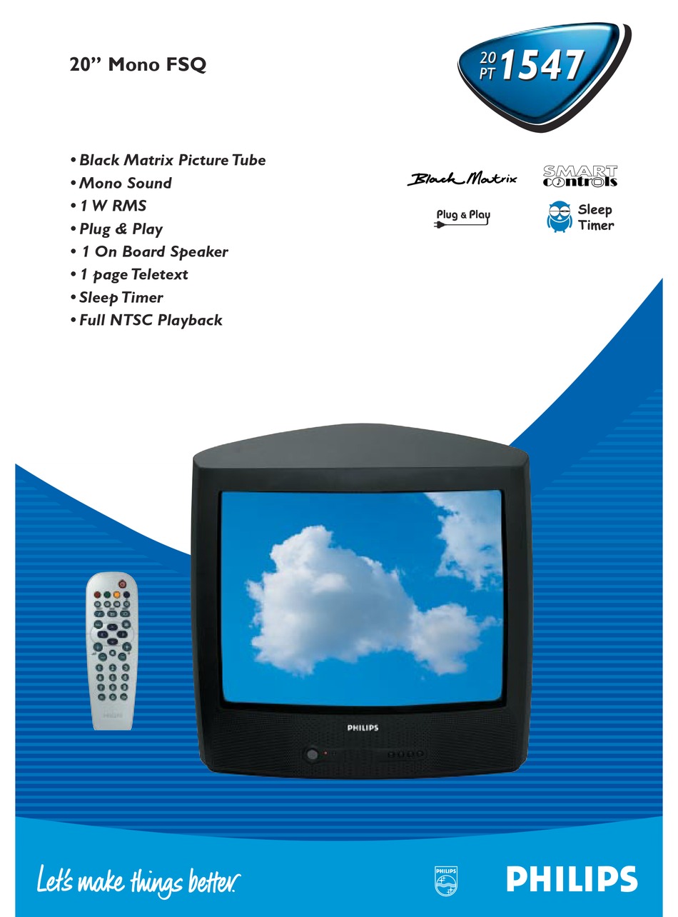 PHILIPS 20" MONO FSQ PT154720 SPECIFICATIONS Pdf Download | ManualsLib