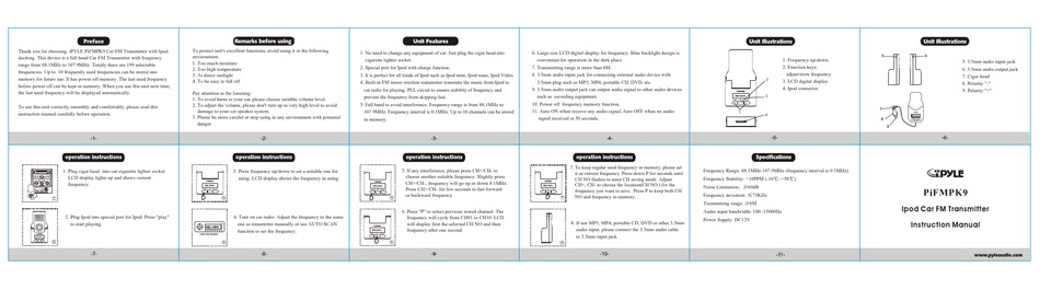 PYLE AUDIO PIFMPK9 USER MANUAL Pdf Download | ManualsLib