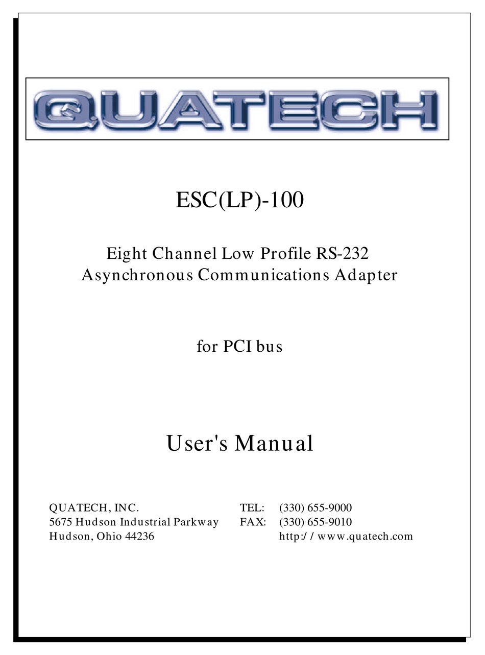 QUATECH RS-232 USER MANUAL Pdf Download | ManualsLib