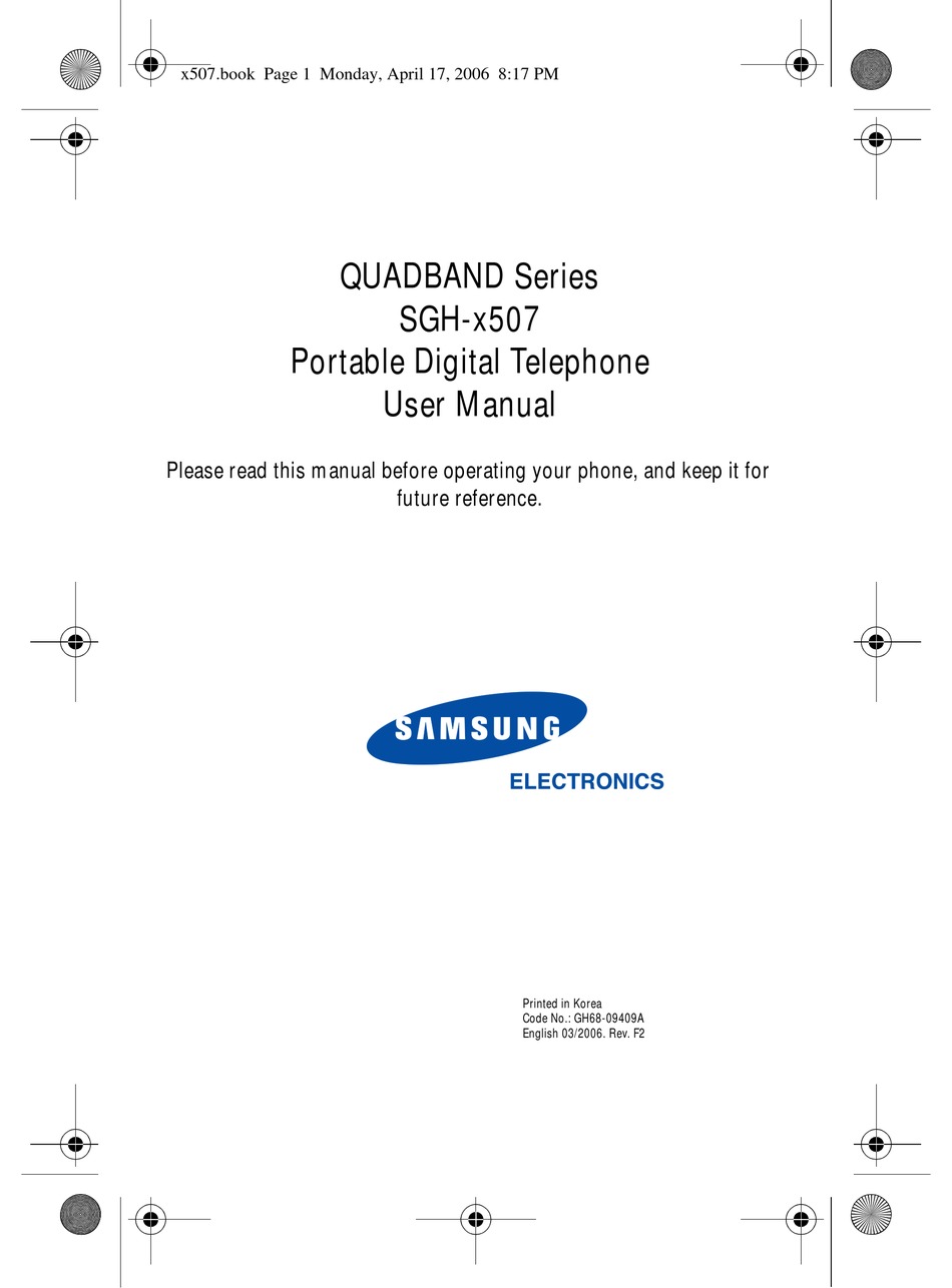 SAMSUNG SGH X507 USER MANUAL Pdf Download | ManualsLib
