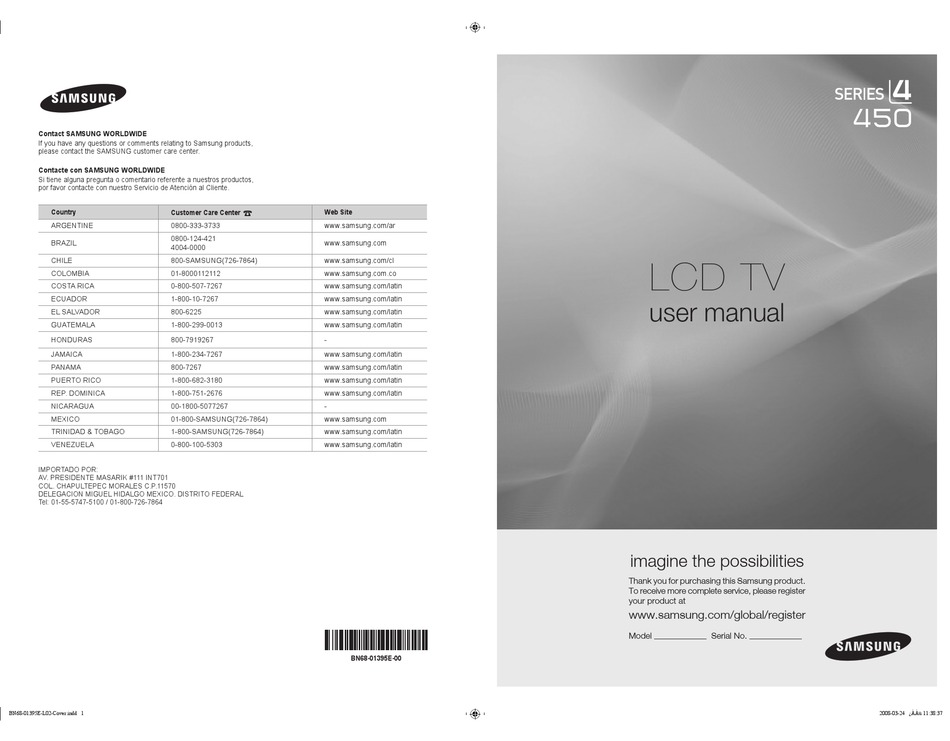 SAMSUNG LN32A450C1 USER MANUAL Pdf Download ManualsLib