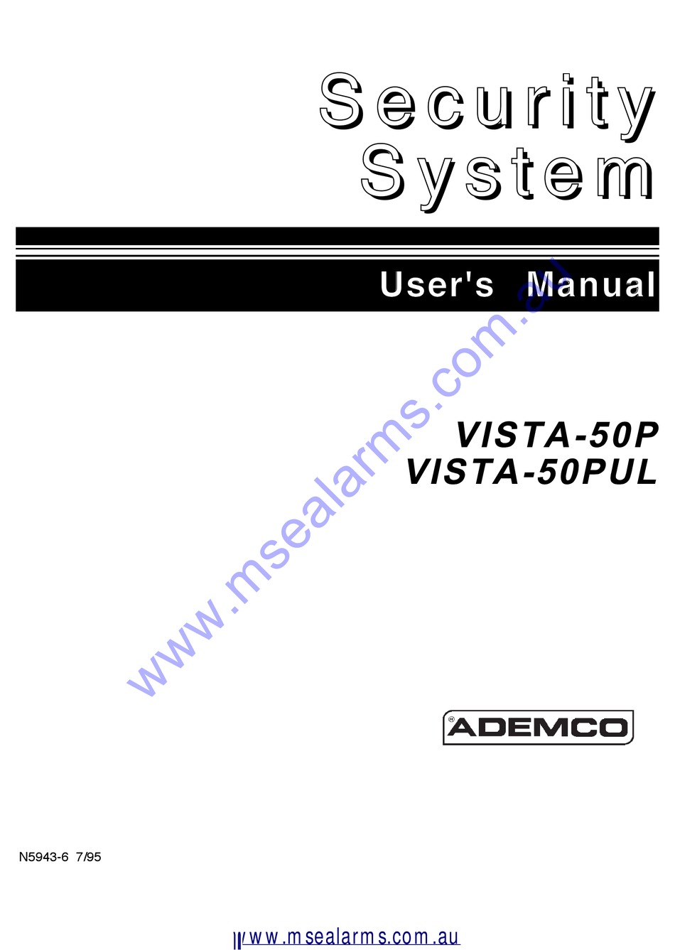 ADEMCO VISTA-50PUL USER MANUAL Pdf Download | ManualsLib