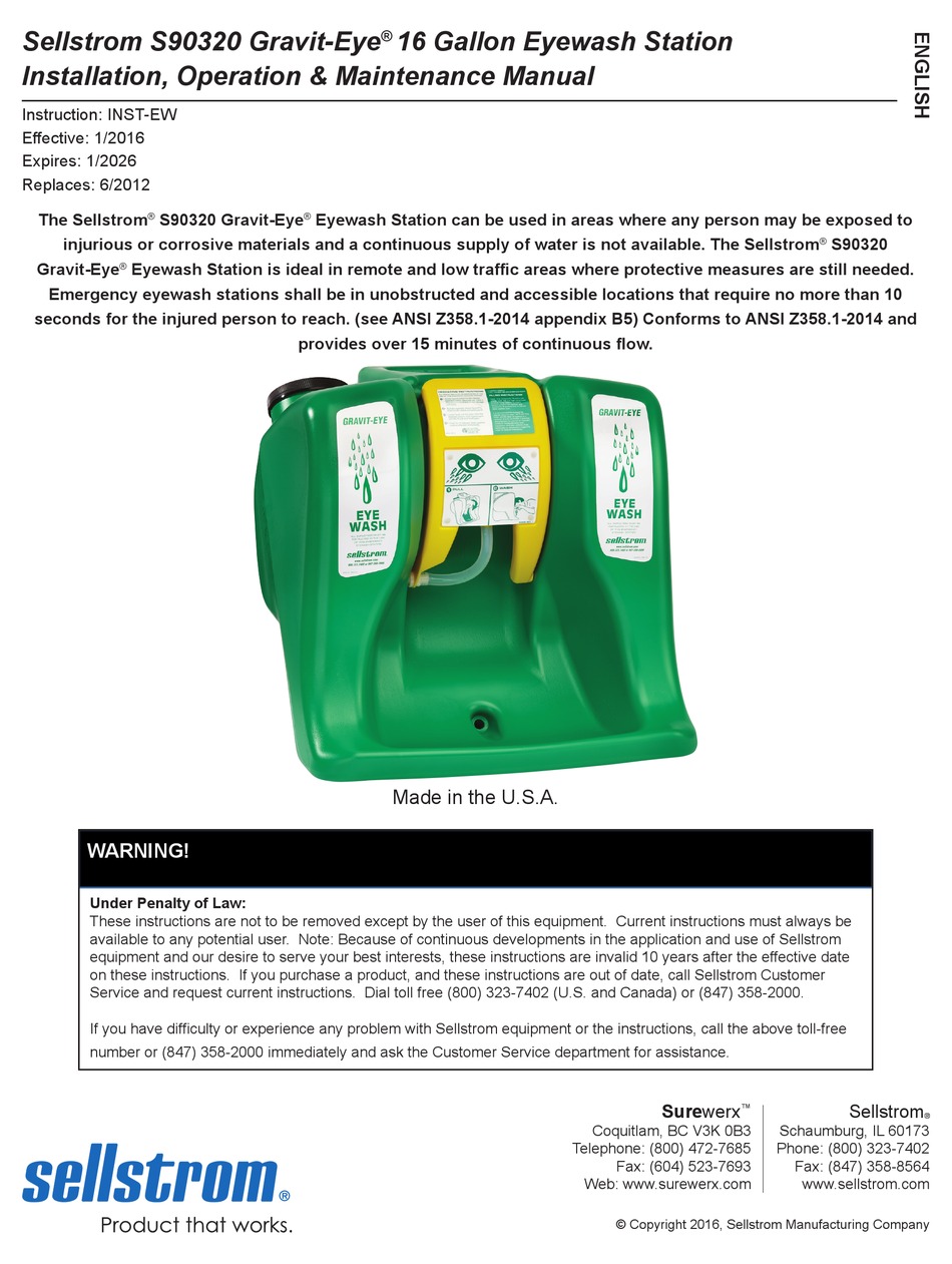 SELLSTROM S90320 GRAVIT-EYE INSTALLATION OPERATION & MAINTENANCE Pdf ...