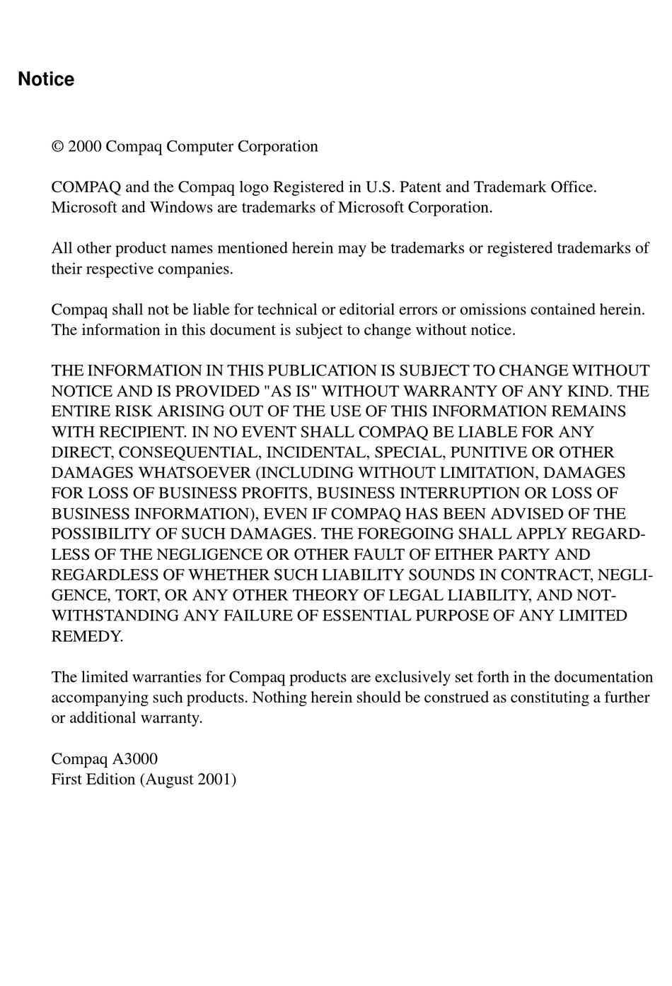 COMPAQ A3000 GETTING STARTED Pdf Download | ManualsLib