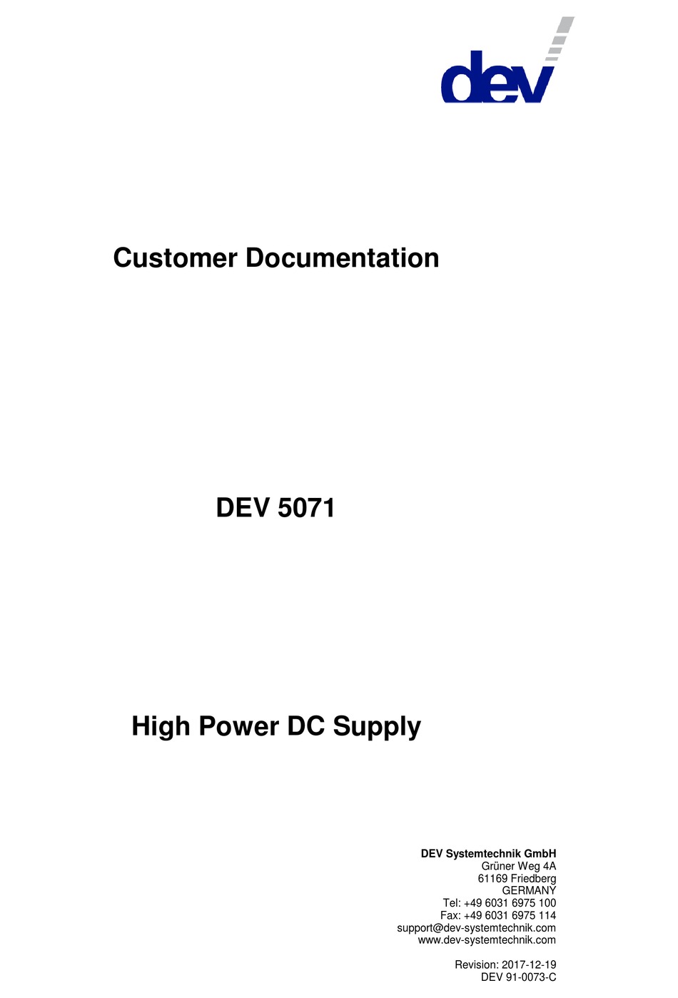 DEV 5071 DOCUMENTATION Pdf Download | ManualsLib
