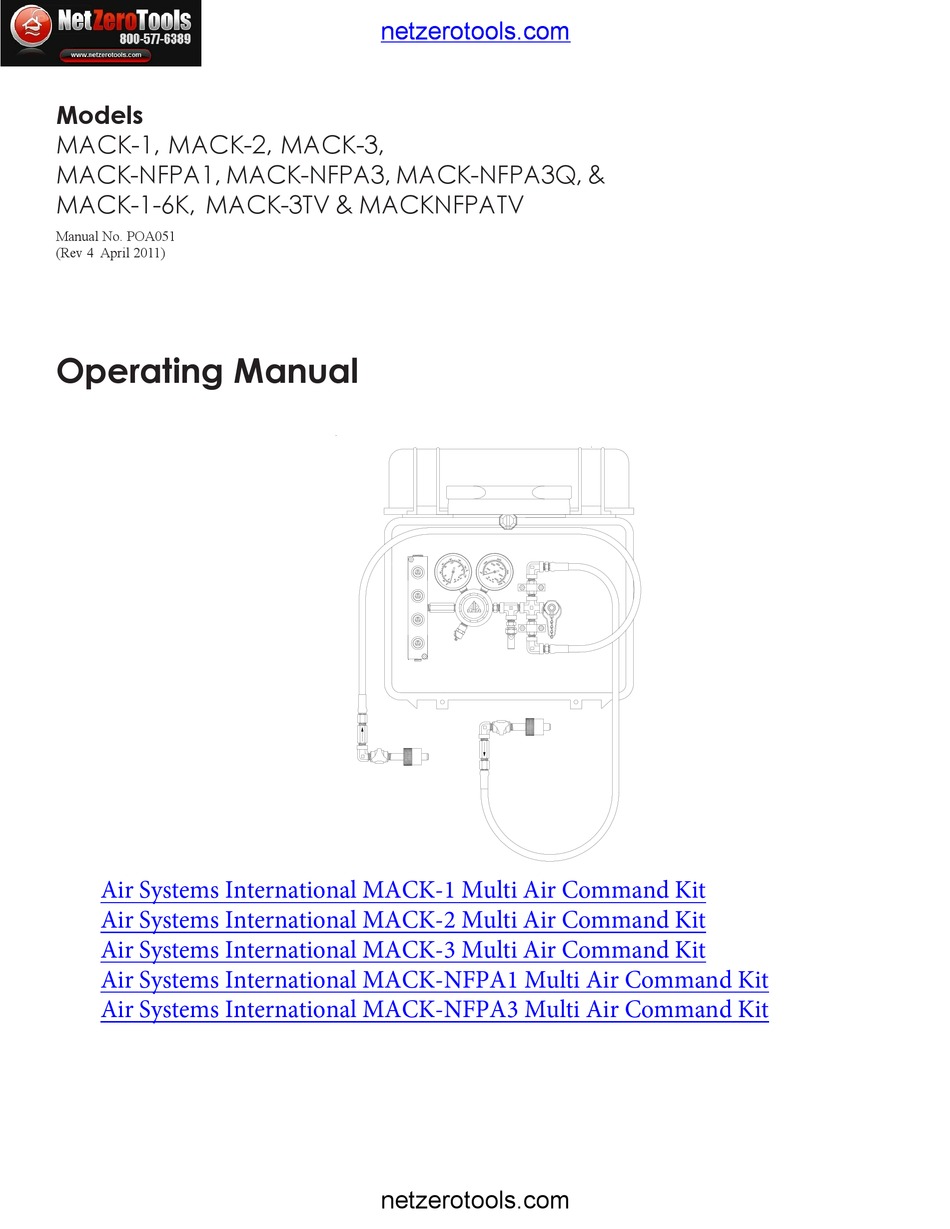 AIR SYSTEMS MACK-1 OPERATING MANUAL Pdf Download | ManualsLib