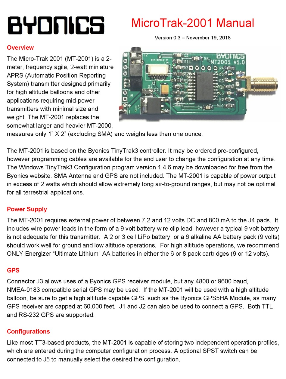 BYONICS MICROTRAK-2001 TRANSMITTER MANUAL | ManualsLib