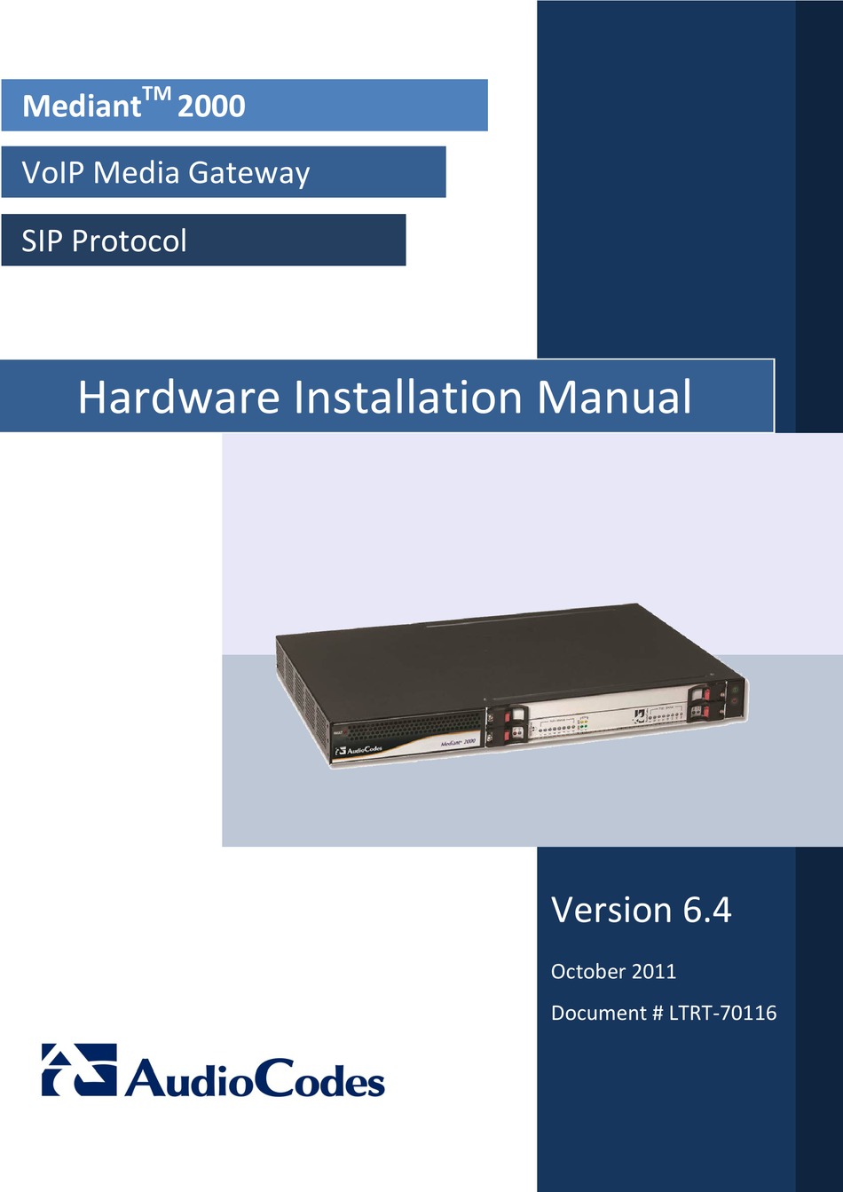 AUDIOCODES MEDIANT 2000 GATEWAY HARDWARE INSTALLATION MANUAL ManualsLib audiocodes-mediant-2000-gateway-hardware-installation-manual-manualslib