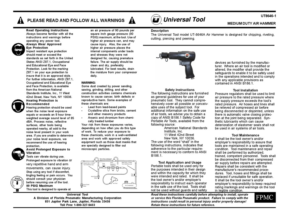 UNIVERSAL TOOL UT8646-1 OPERATING INSTRUCTIONS Pdf Download | ManualsLib