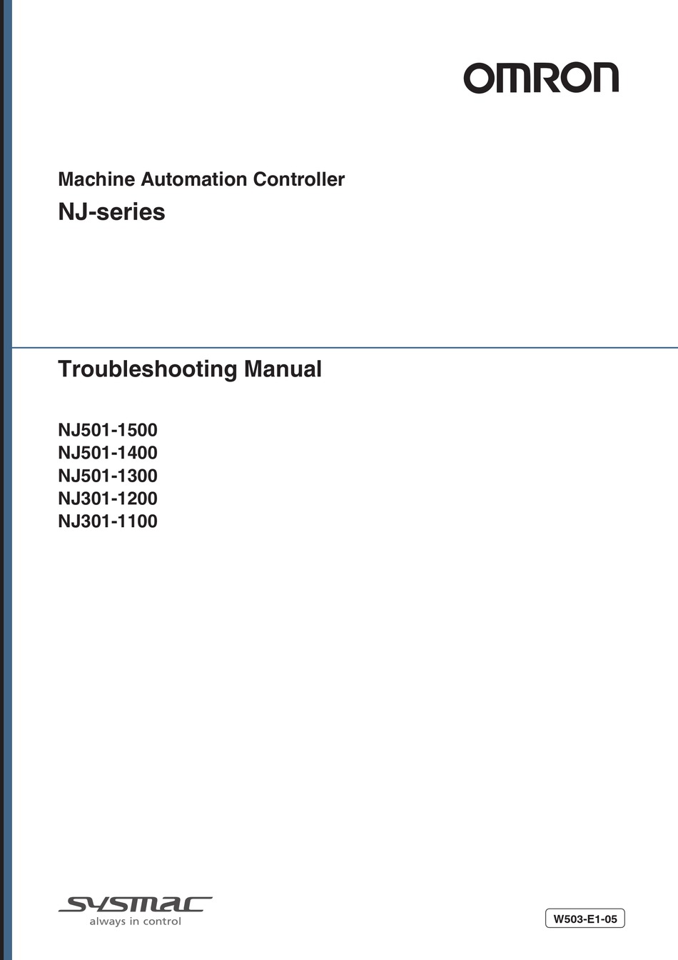 Omron Nj Series Controller Troubleshooting Manual Manualslib