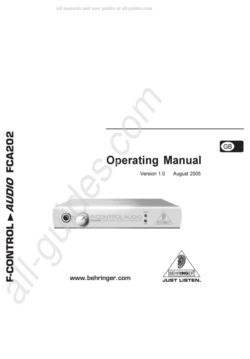BEHRINGER FCA202 F-CONTROL OPERATING MANUAL Pdf Download | ManualsLib