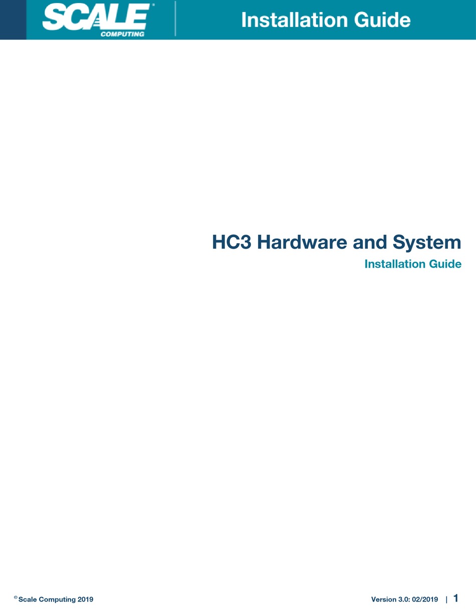 SCALE COMPUTING HC3 SERVER INSTALLATION MANUAL | ManualsLib