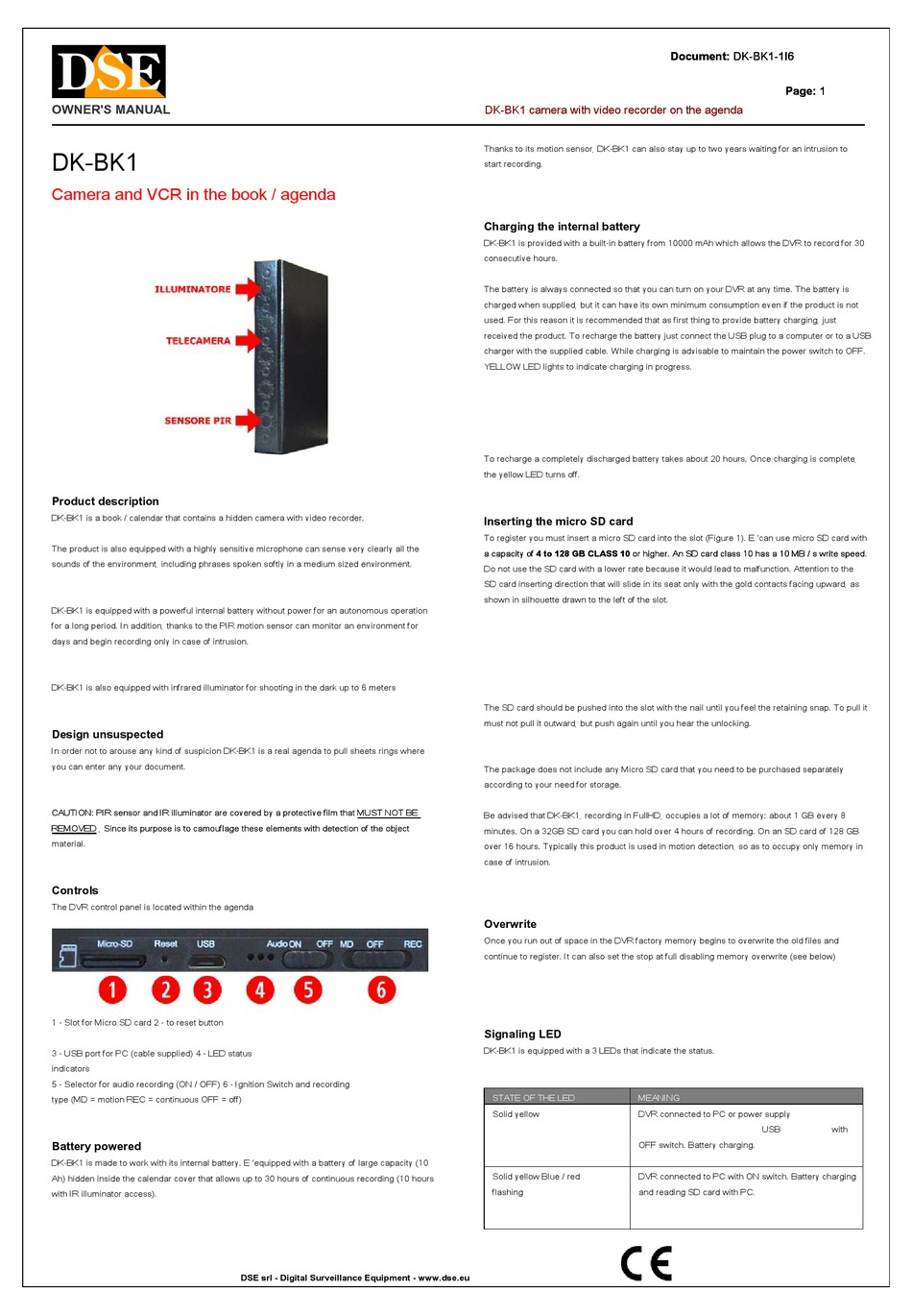 DSE DK-BK1 SECURITY CAMERA OWNER'S MANUAL | ManualsLib