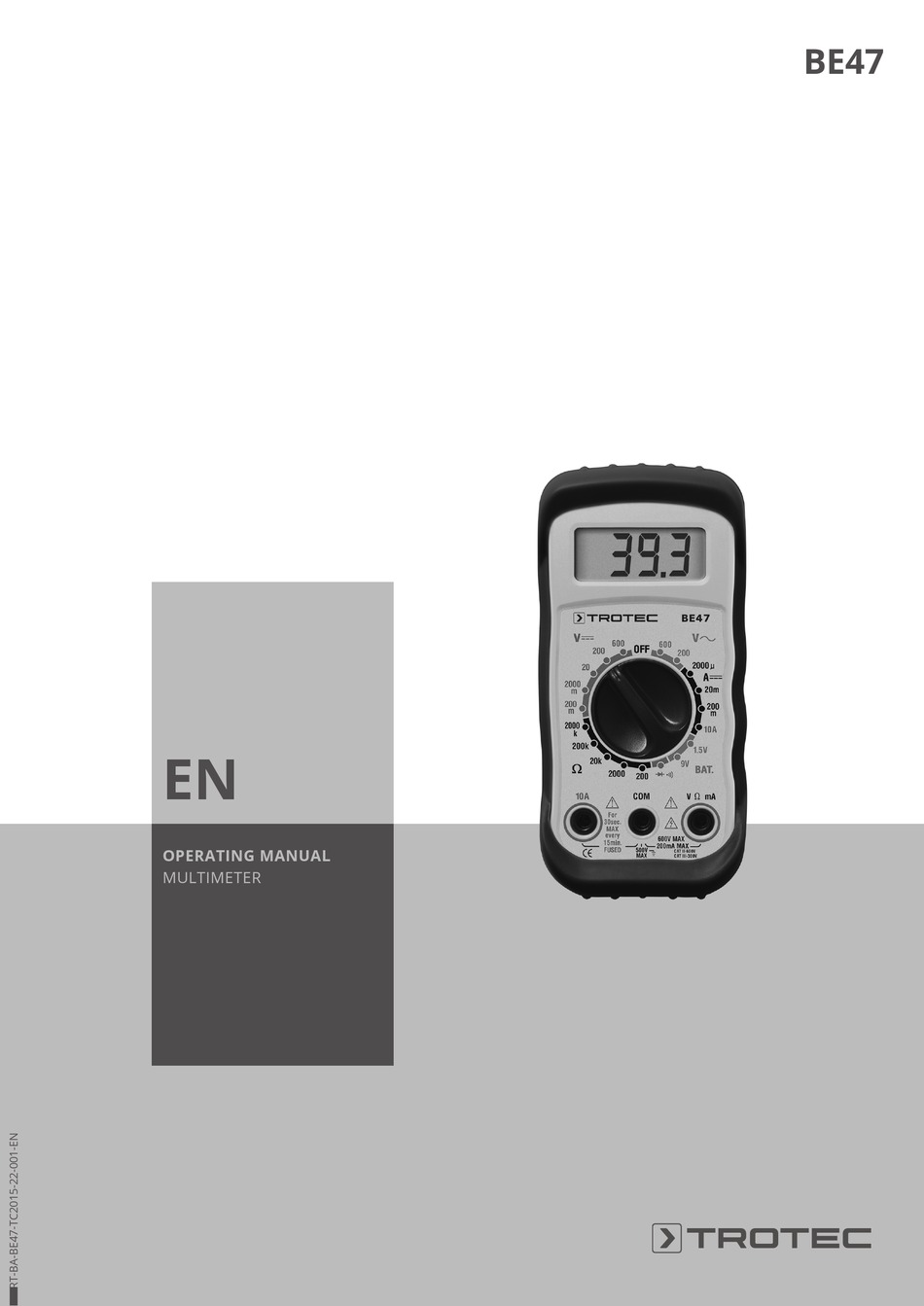 TROTEC BE47 MULTIMETER OPERATING MANUAL | ManualsLib