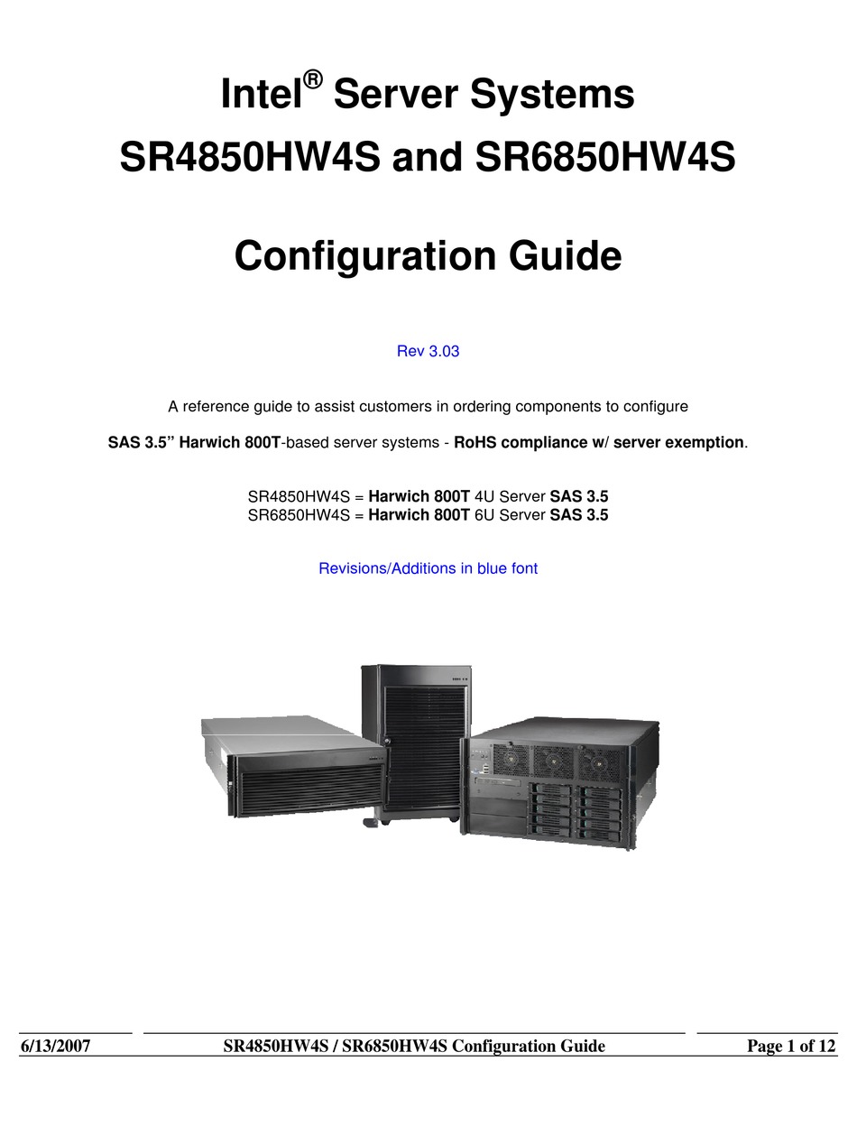 INTEL SR6850HW4S SERVER CONFIGURATION MANUAL | ManualsLib