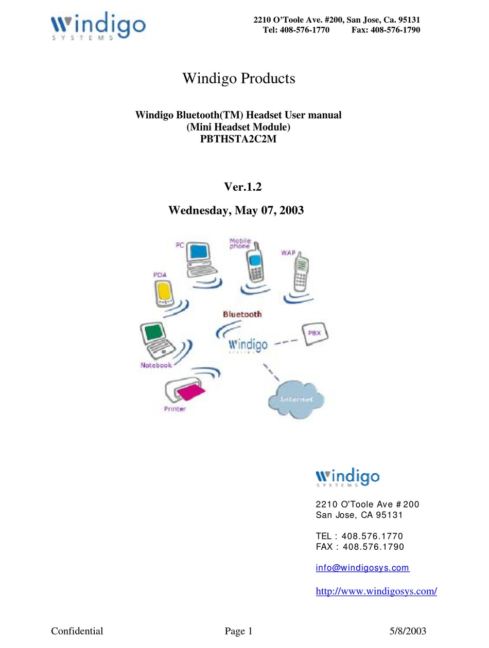WINDIGO PBTHSTA2C2M HEADSET USER MANUAL | ManualsLib