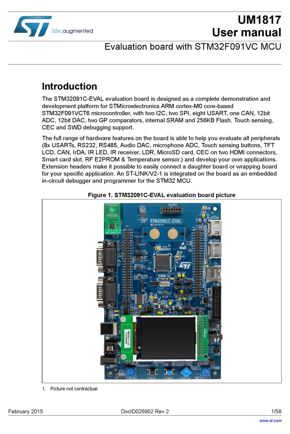 ST STM32091C-EVAL MOTHERBOARD USER MANUAL | ManualsLib