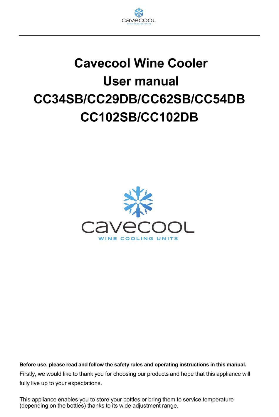 CAVECOOL CC62SB USER MANUAL Pdf Download | ManualsLib