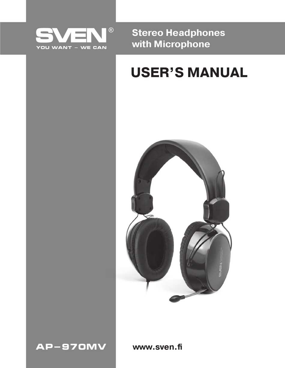 SVEN AP-870MV HEADPHONE USER MANUAL | ManualsLib