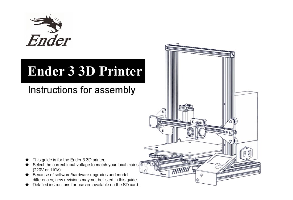 ENDER 3 3D PRINTER INSTRUCTIONS FOR ASSEMBLY ManualsLib ENDER 3 3D PRINTER INSTRUCTIONS FOR ASSEMBLY ManualsLib