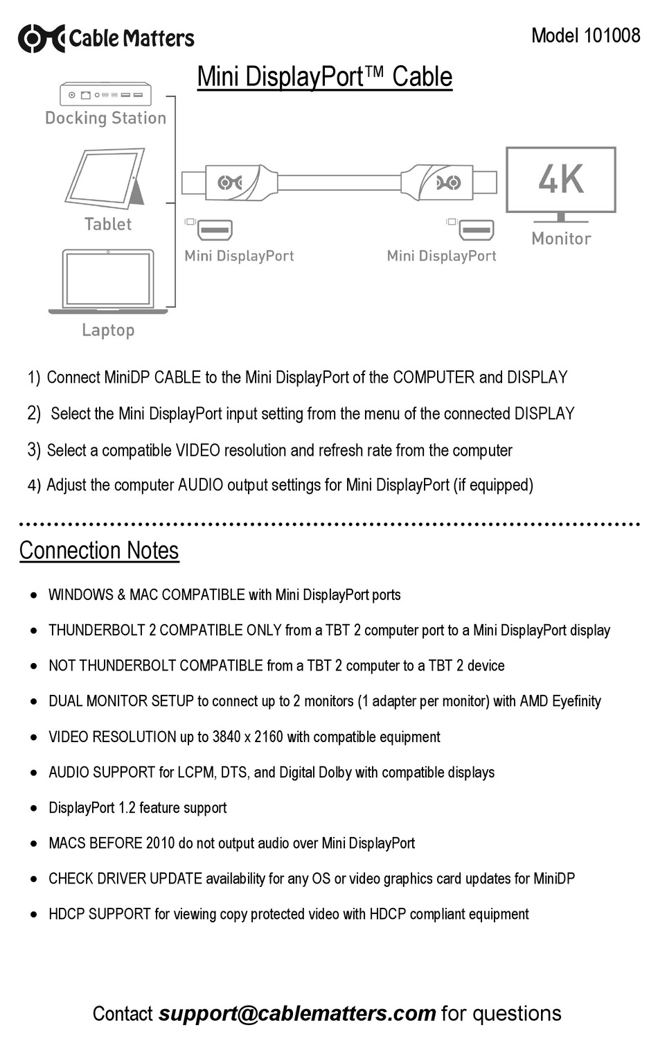 CABLE MATTERS MINI DISPLAYPORT MANUAL Pdf Download | ManualsLib CABLE MATTERS MINI DISPLAYPORT MANUAL Pdf Download | ManualsLib