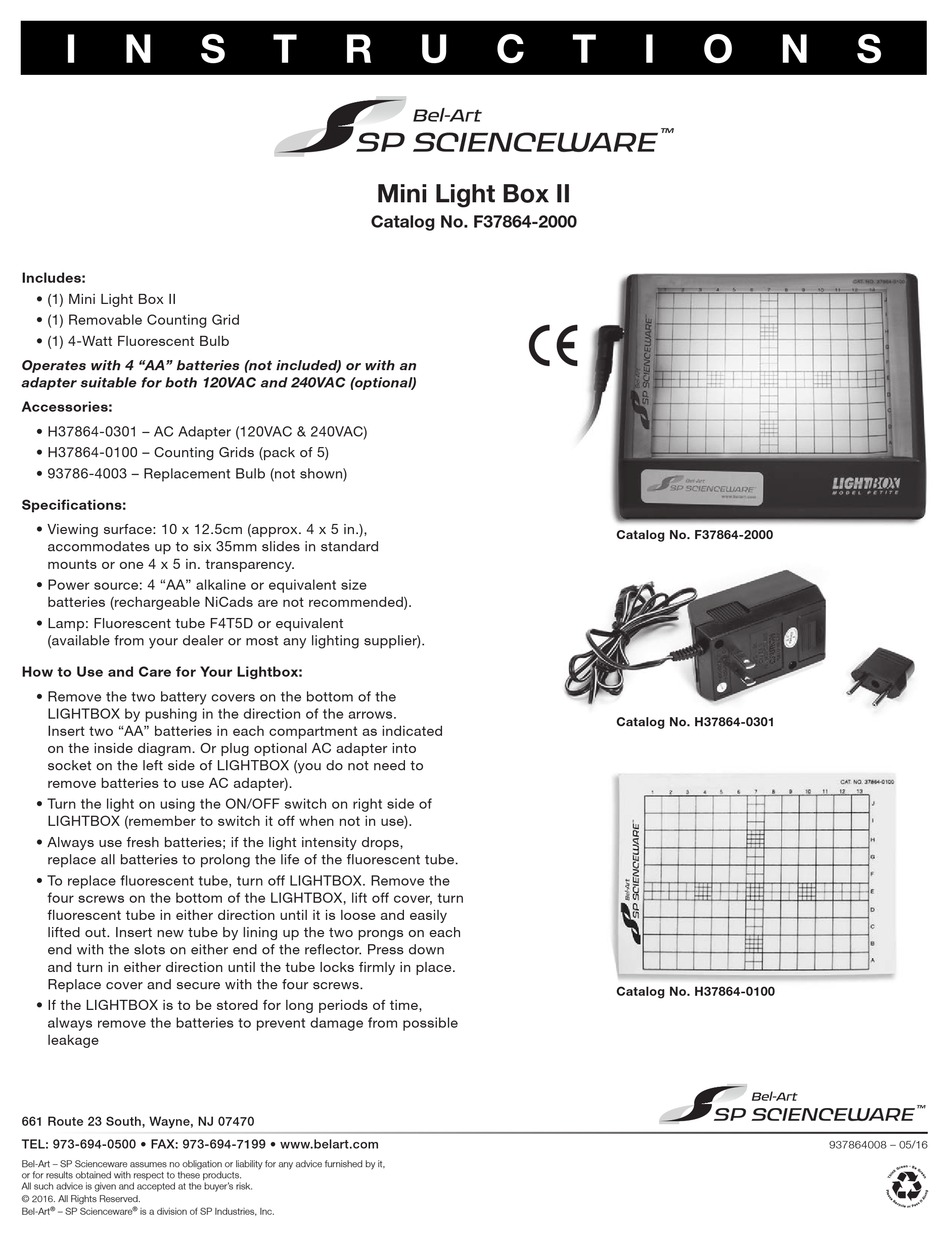 BEL-ART SP SCIENCEWARE MINI LIGHT BOX II INSTRUCTIONS Pdf Download ... BEL-ART SP SCIENCEWARE MINI LIGHT BOX II INSTRUCTIONS Pdf Download ...