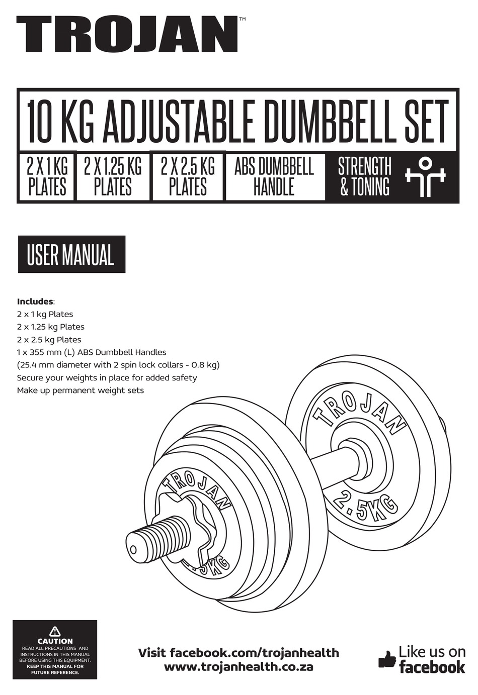 TROJAN 20 KG ADJUSTABLE DUMBBELL SET USER MANUAL Pdf Download | ManualsLib TROJAN 20 KG ADJUSTABLE DUMBBELL SET USER MANUAL Pdf Download | ManualsLib