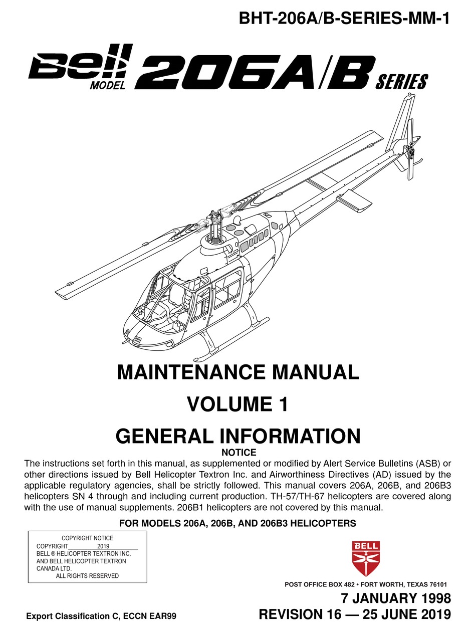 TEXTRON BELL 206A SERIES MAINTENANCE MANUAL Pdf Download ManualsLib